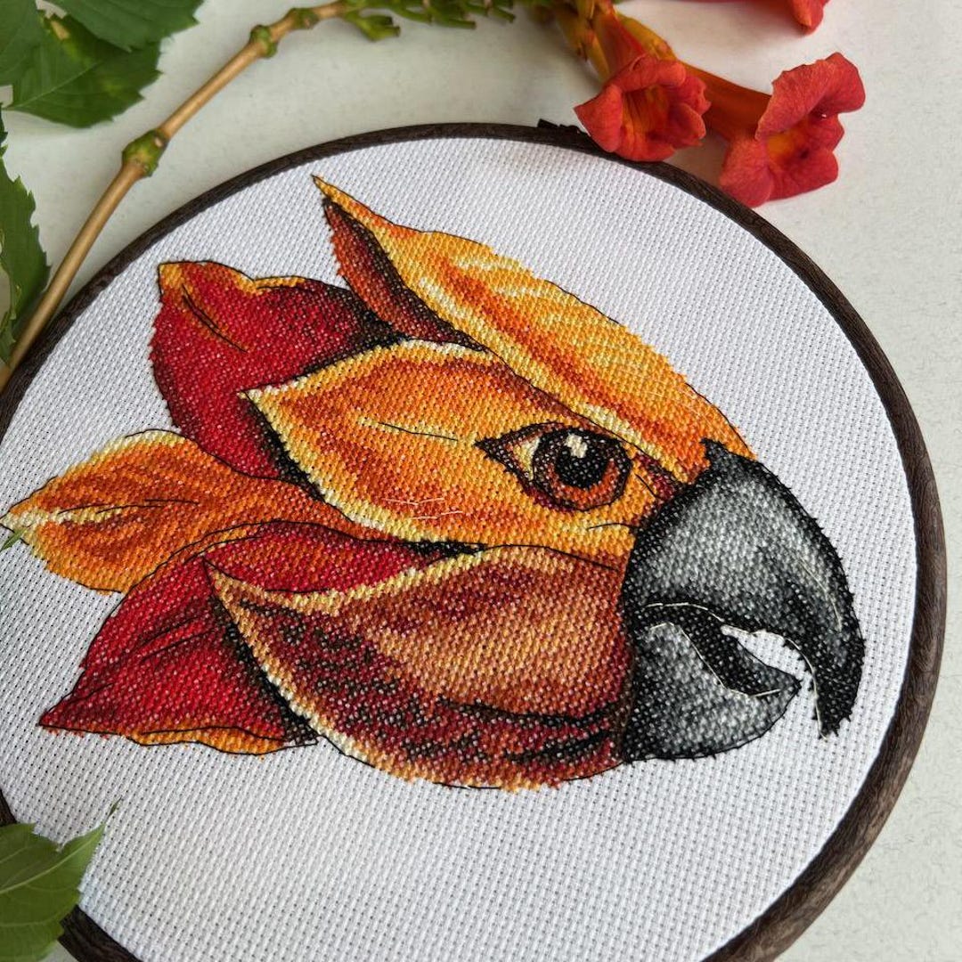 Surreal Bird Flower Cross Stitch Pattern: Magic Parrot (PDF Pattern) - Etsy