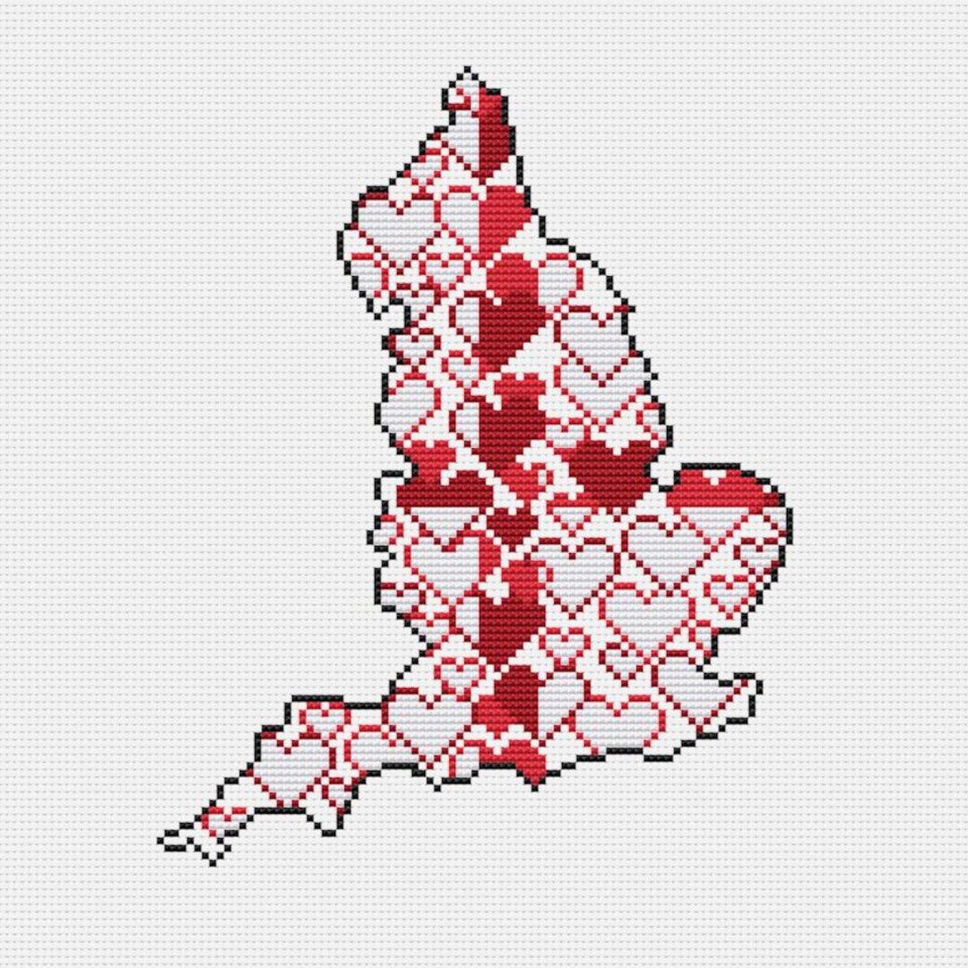 England Cross Stitch Pattern Map of England Flag England Embroidery ...