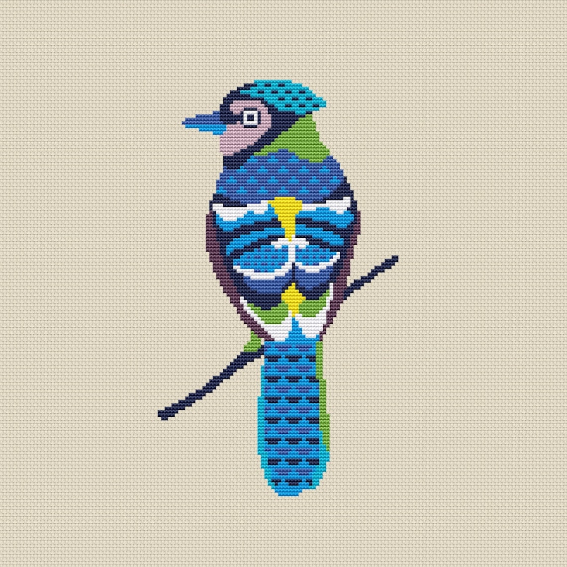 Blue Jay Cross Stitch Pattern Modern Jay Counted Chart - Etsy