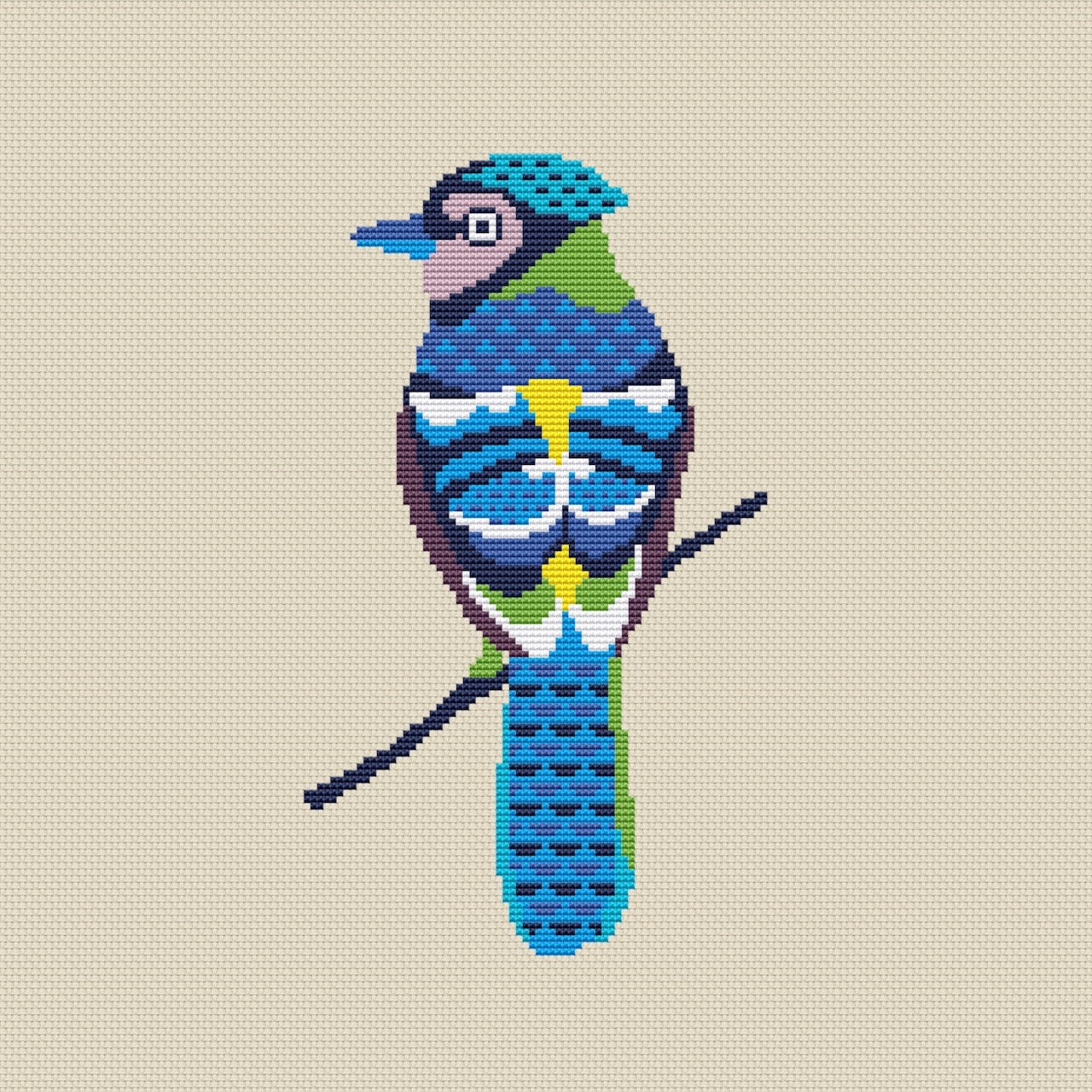 Blue Jay Cross Stitch Pattern Modern Jay Counted Chart - Etsy