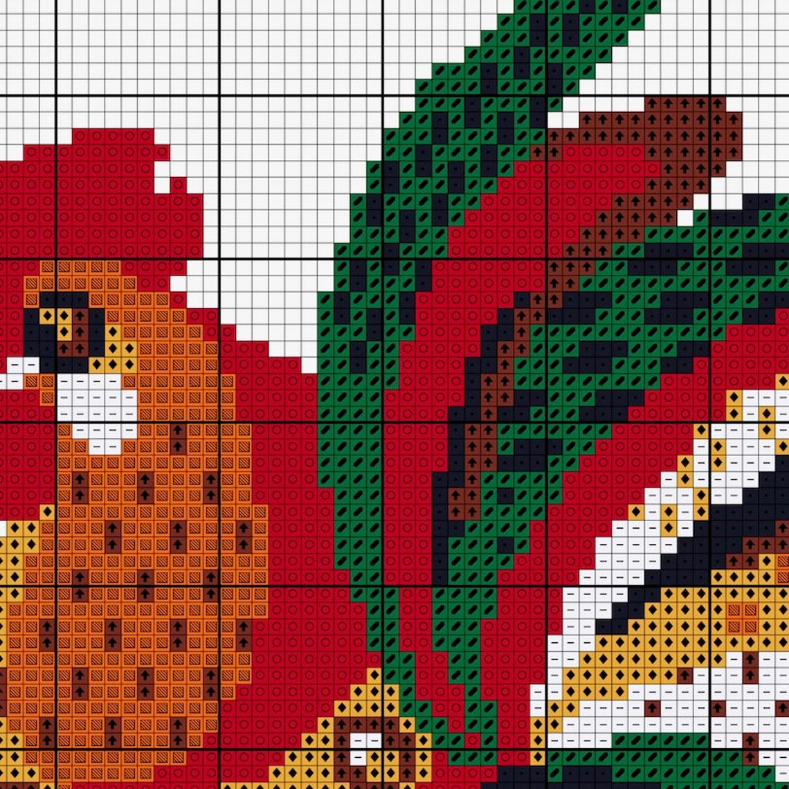 Bird Cross Stitch Pattern Rooster Counted Chart Folk Art Bird Rooster ...
