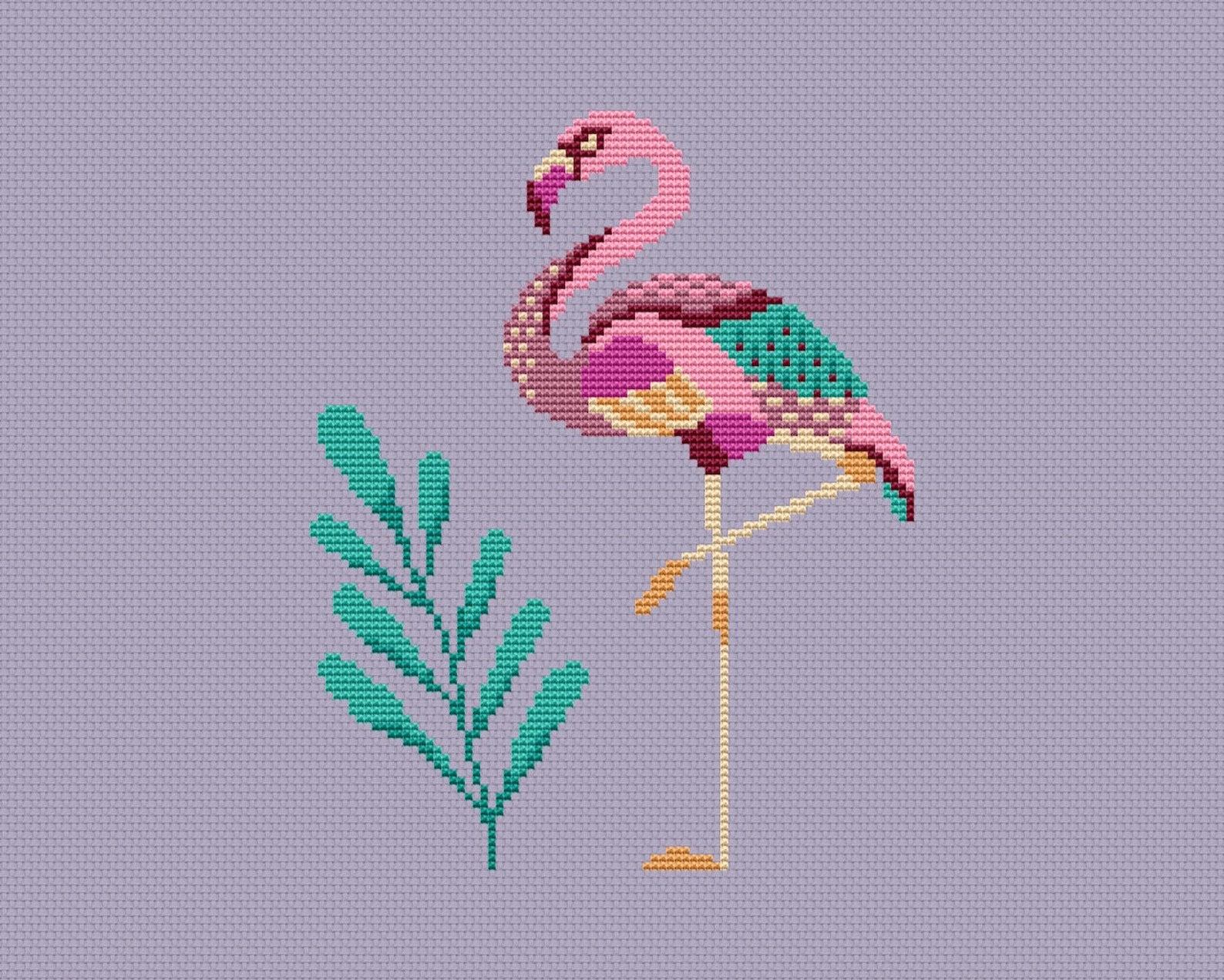 Flamingo Cross Stitch Pattern Pink Bird Counted Chart - Etsy