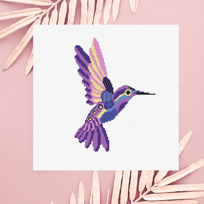 Bird Cross Stitch Pattern Hummingbird Counted Chart Tropical Small ...