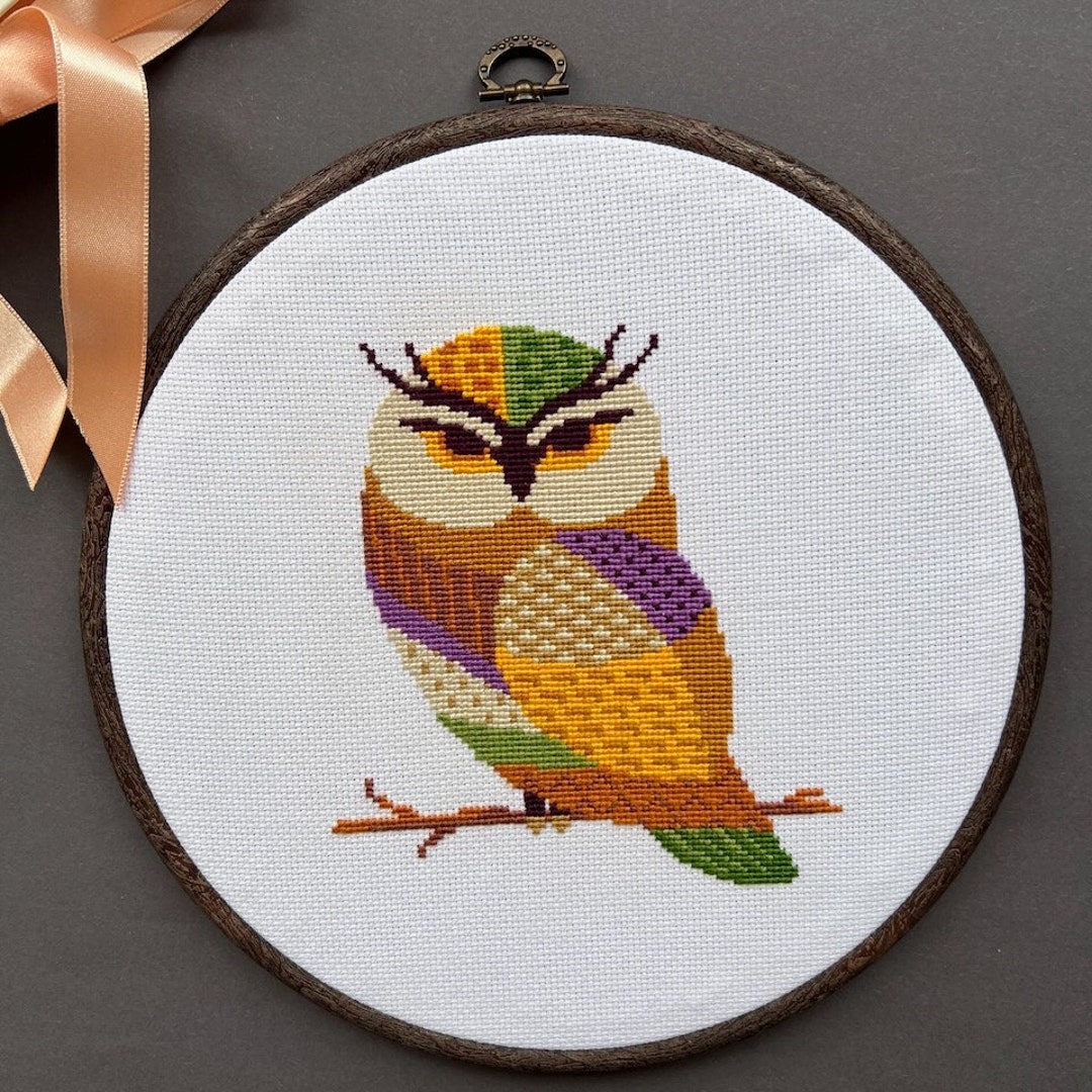 Owl Cross Stitch Finished Cross Stitch Bird Completed Embroidered ...