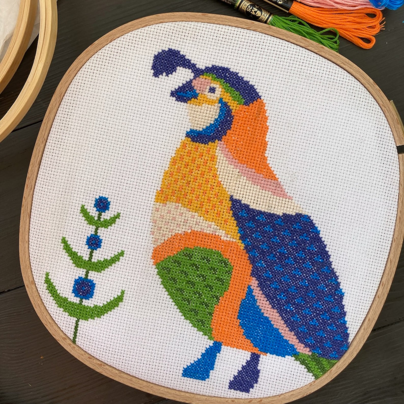 Quail Cross Stitch Pattern Folk Forest Bird Counted Chart Primitive ...