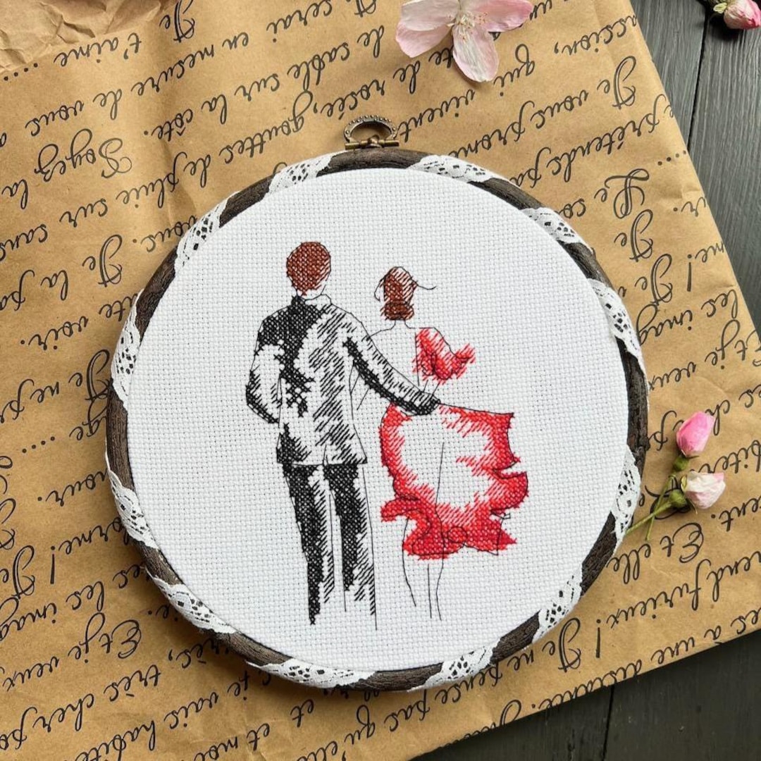 Minimalist Couple Holding Hands Cross Stitch Pattern Romance Date Pdf ...