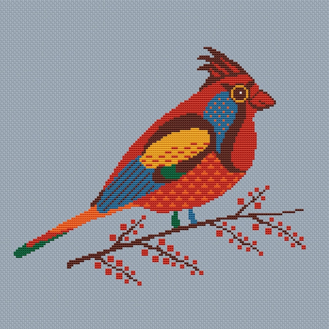 Set of 3 Bird Cross Stitch Patterns Cute Bright Forest Birds - Etsy
