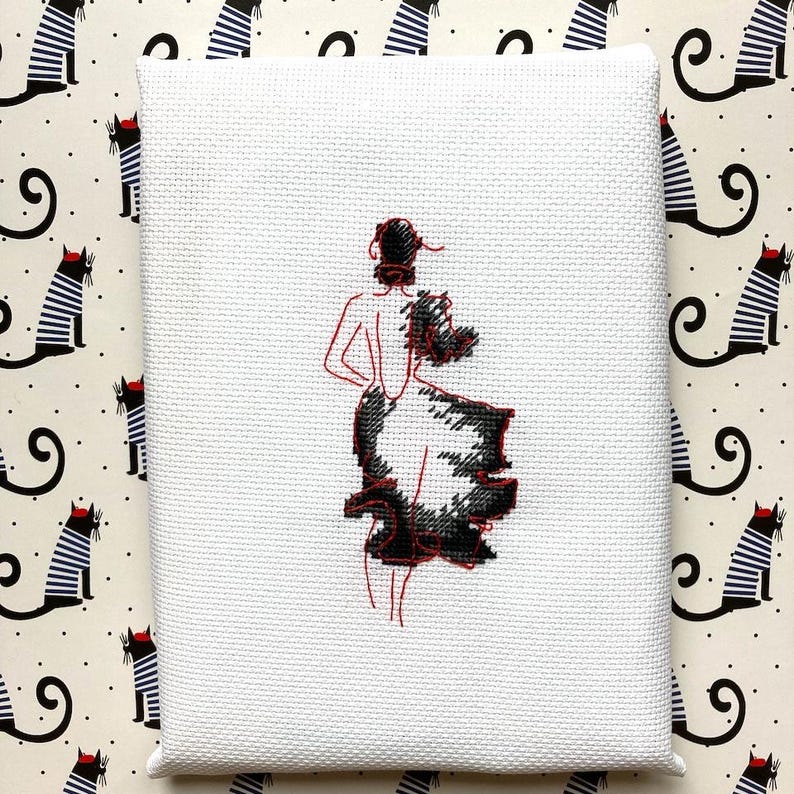 Lady Cross Stitch Pattern Female Design Girl One Line Minimalism ...