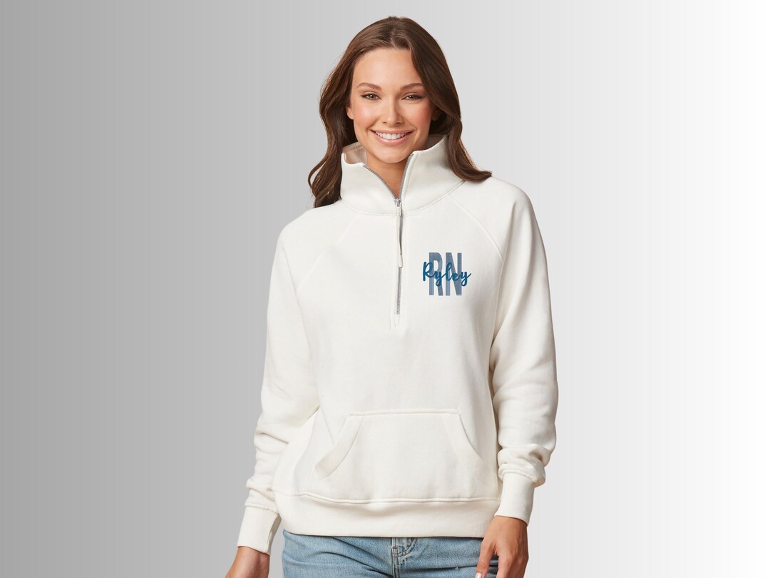 Personalized Embroidered Half Zip Pullover Custom Nurse Pullover Custom ...