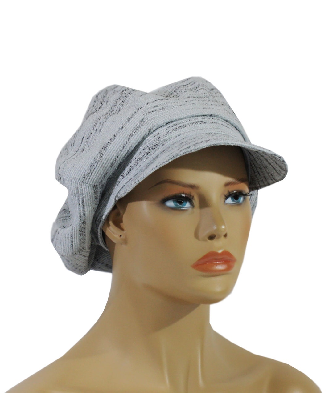 Lightweight Balloon Cap, Peaked Cap, Chemo Cap, Light Gray Melange - Etsy