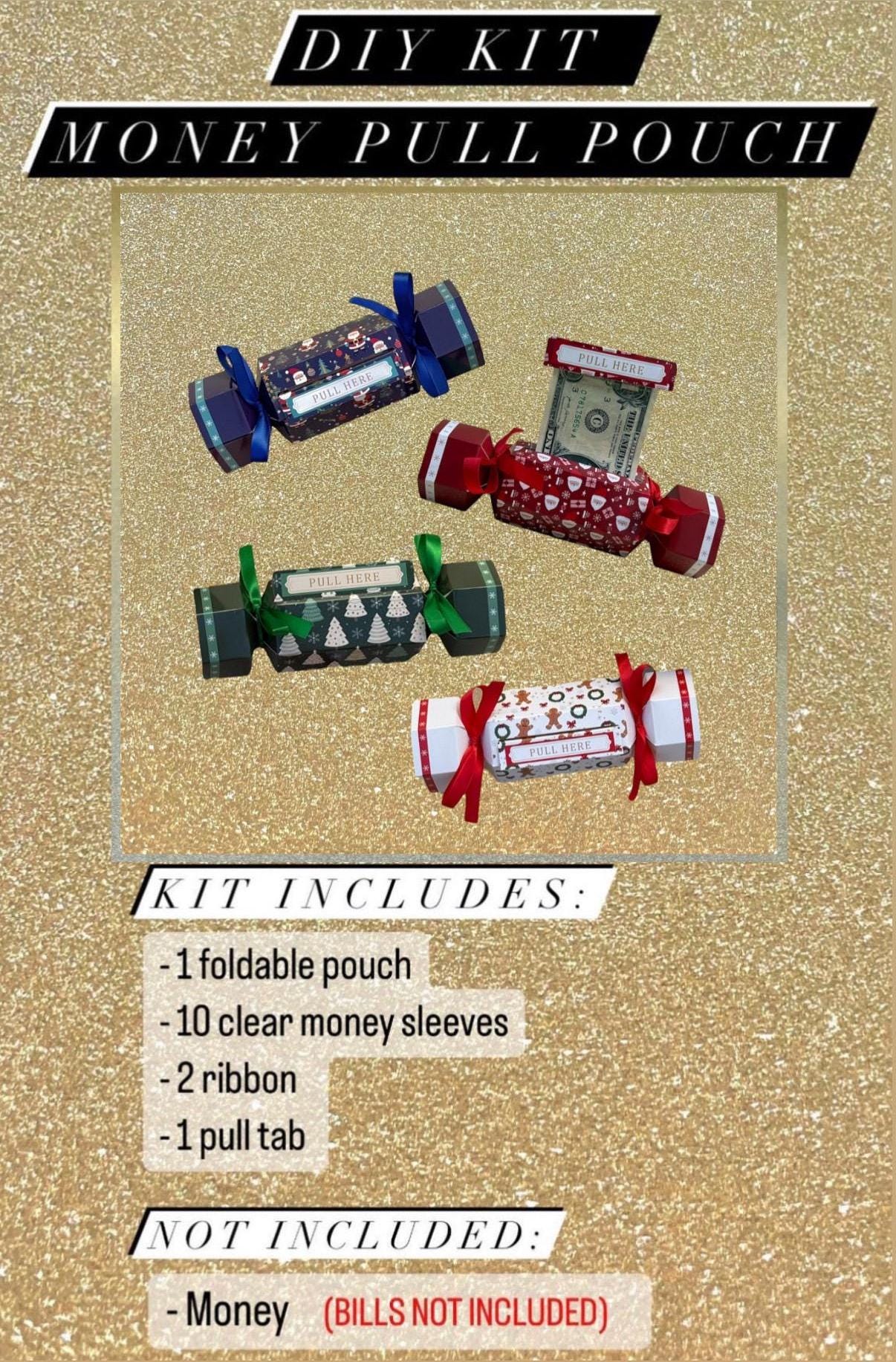 Surprise Money Pull Pouch- Glossy Hexagon, Christmas Money Pull Box ...