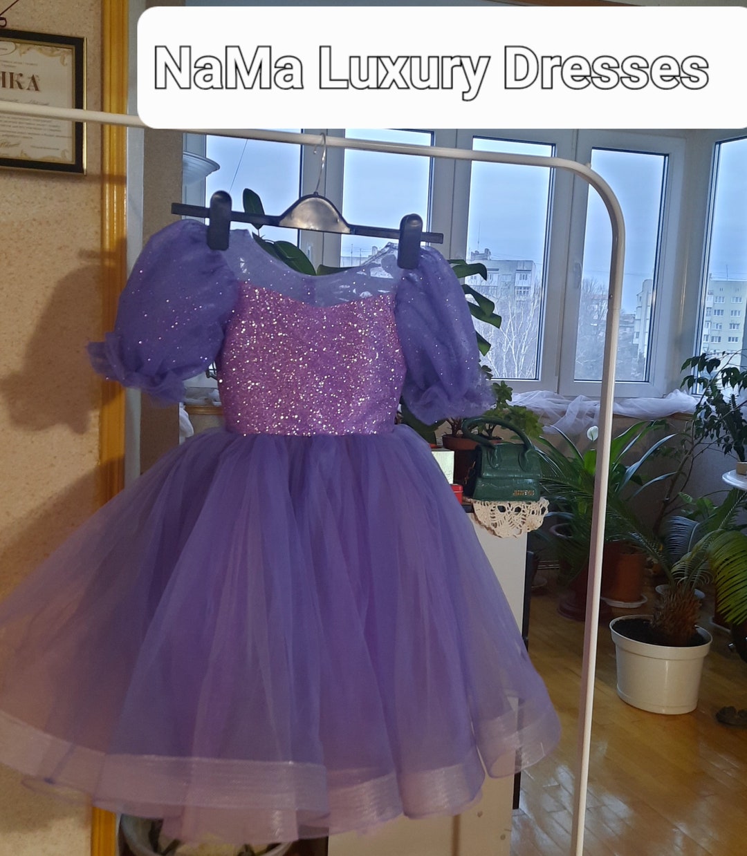 Purple Flower Girl Dress Communication Dress Birthday Dress - Etsy