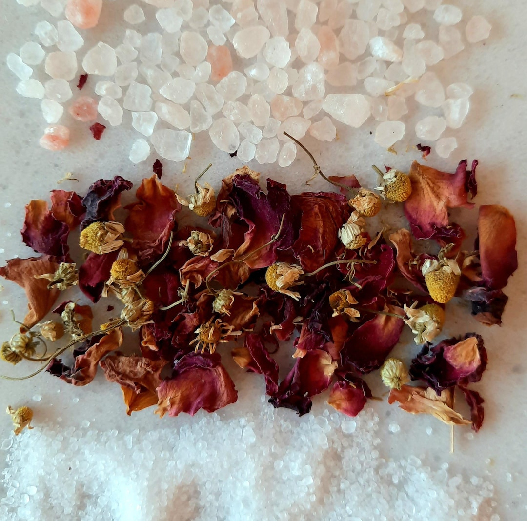 LARGE Organic Bath Salts, Rose and Chamomile Bath Salts 4oz, 7oz ...