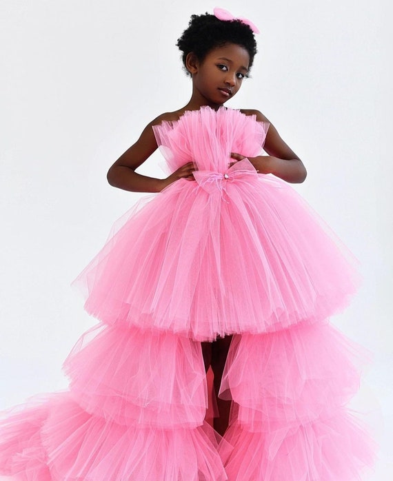 Pink Flower Girl Dress Light Pink Girl Party Dress Girl - Etsy