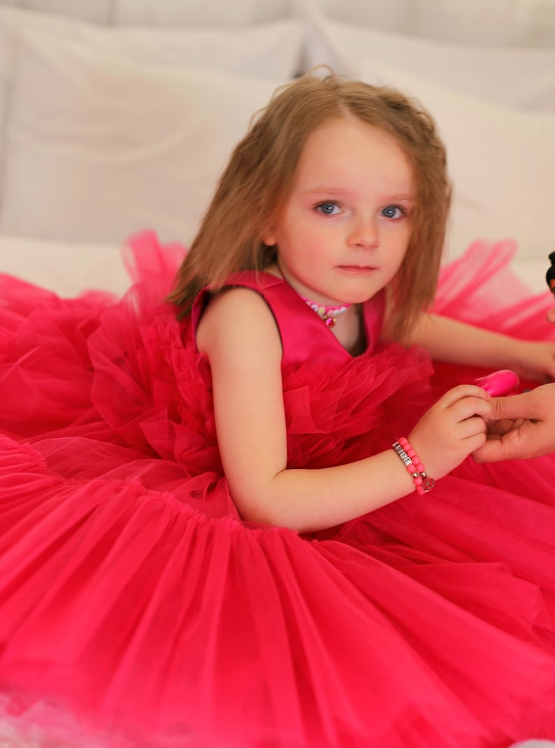 Hot Pink Flower Girl Dress Hot Pink Dresses Tutu Dress Etsy