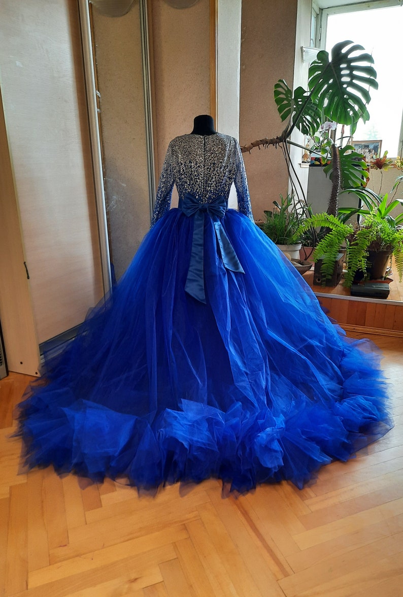 Royal Blue Girl Dress Ombre Flower Girl Dress Sequin Pageant Etsy