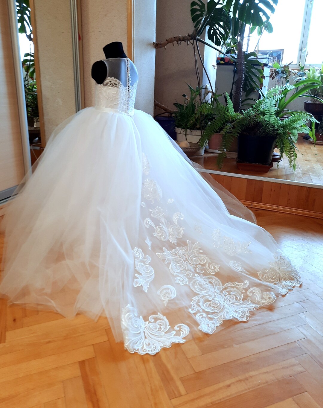 White Dress for Communion, Lace Flower Girl Dress, Princess Party Dress ...