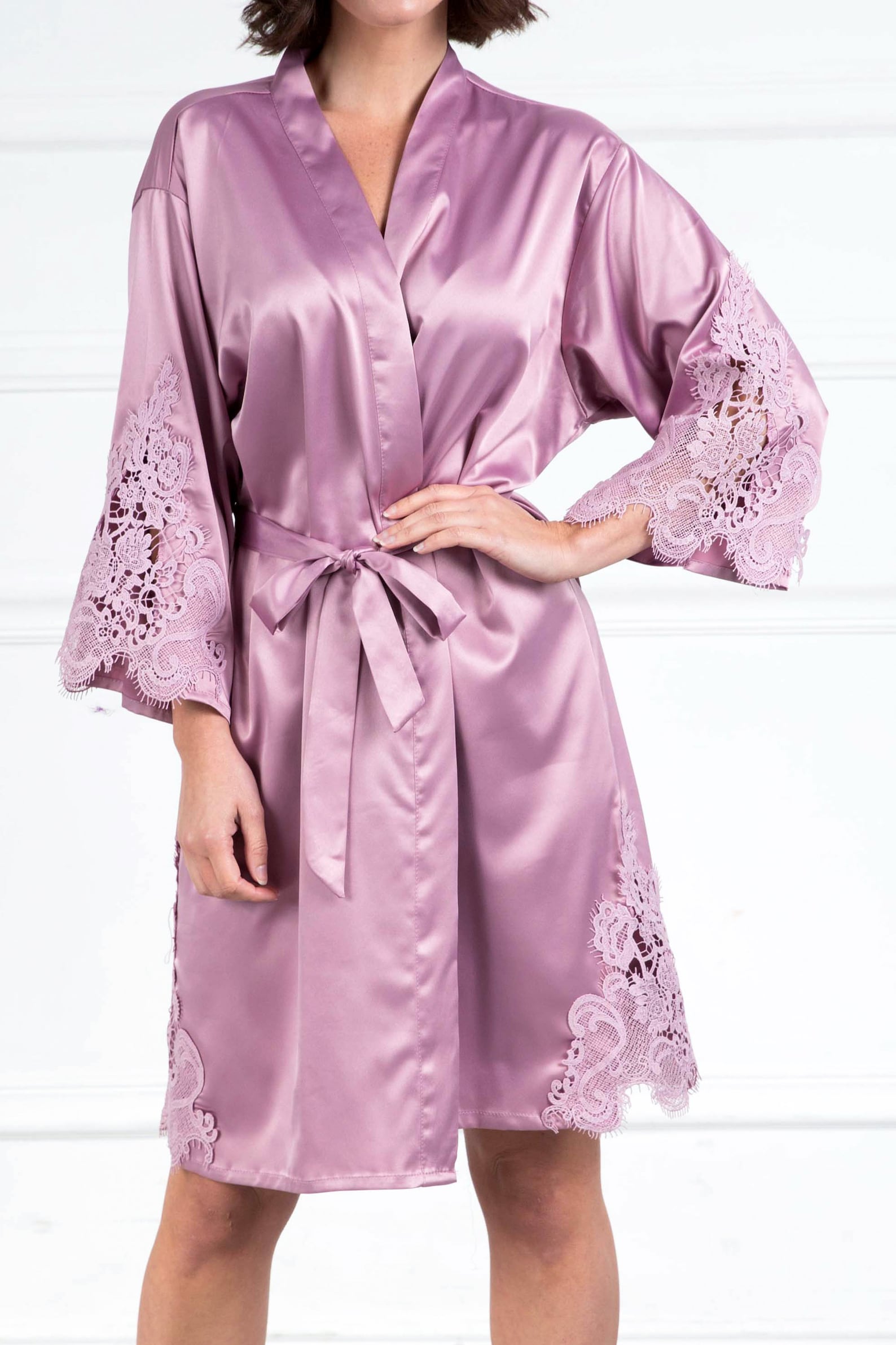 Bridesmaid Robes Triangle Lace Satin Wedding Party Robes - Etsy