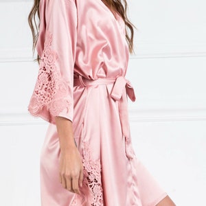 Bridesmaid Robes | Triangle Lace Satin Wedding Party Robes | Satin ...
