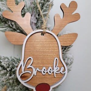 Personalized Wooden Cherry Wood Rudolph the Red Nosed Reindeer ...