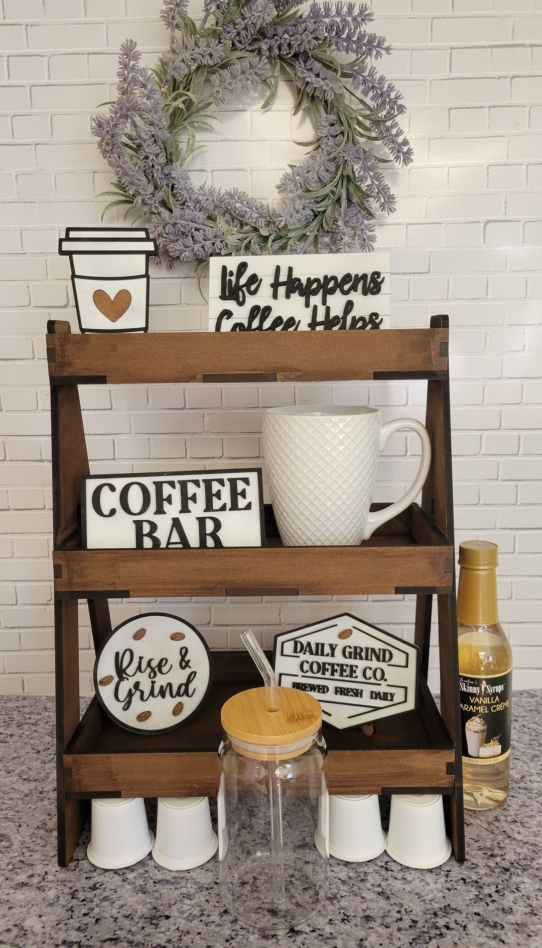Unfinished DIY Wooden Blank Coffee Bar Tier Tray Decor - Paint Your Own ...