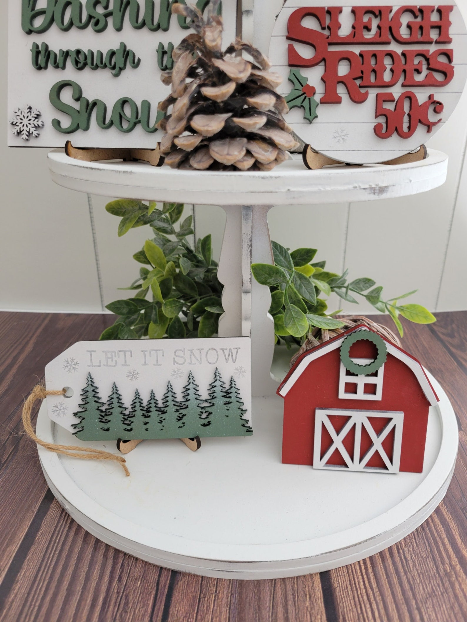 Unfinished DIY Wooden Blank Sleigh Rides Tier Tray Decor - Paint Your ...