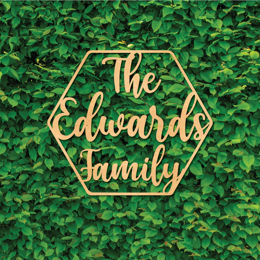 Unfinished DIY Wooden Custom Hexagon Family Name Personalized Sign ...