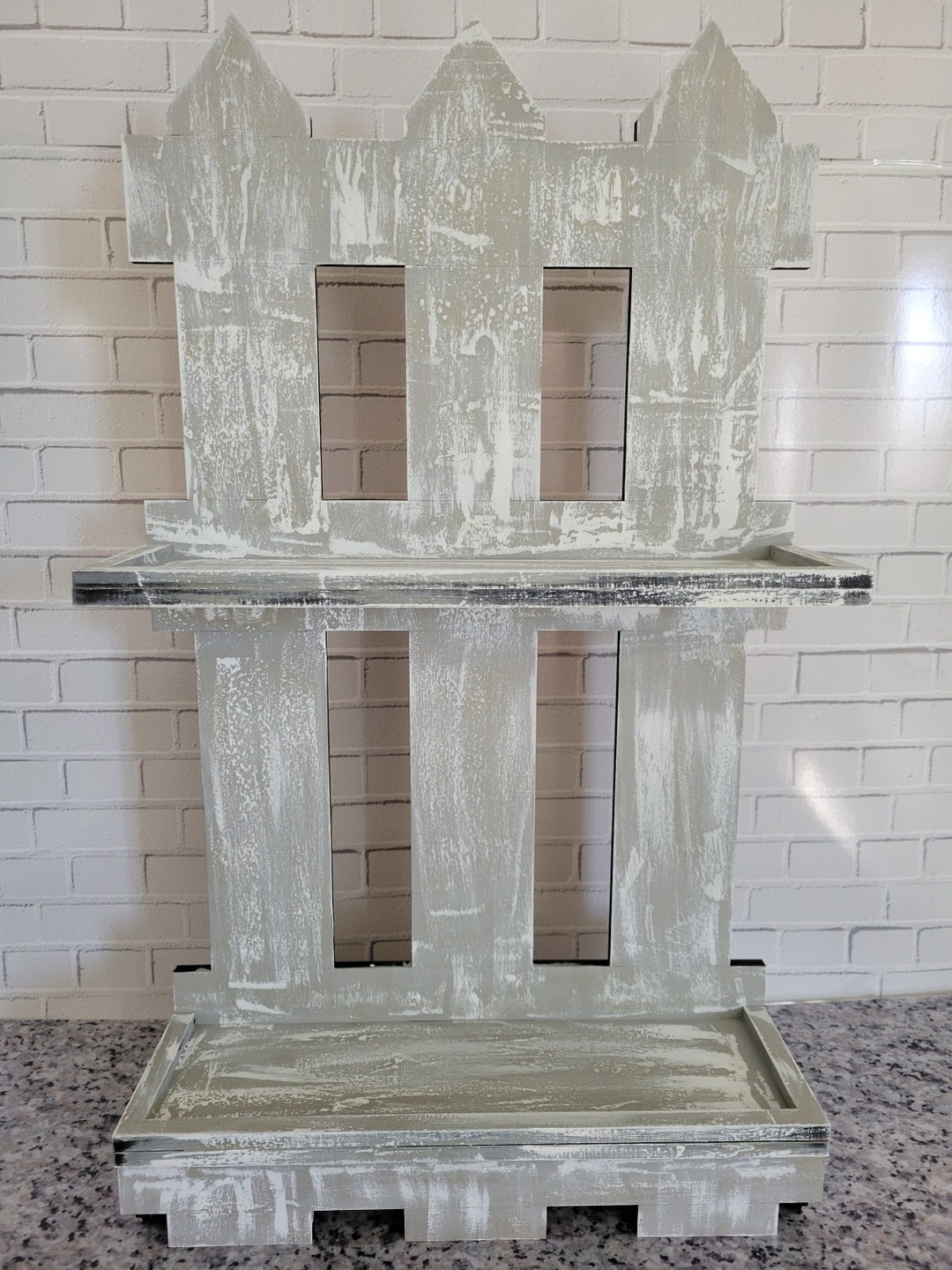 Unfinished DIY Wooden 2 Tiered Fence Post Shelf for Decor- Paint Your ...