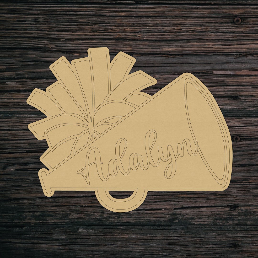 Unfinished DIY Wooden Custom Cheer Megaphone and Name Personalized Sign ...