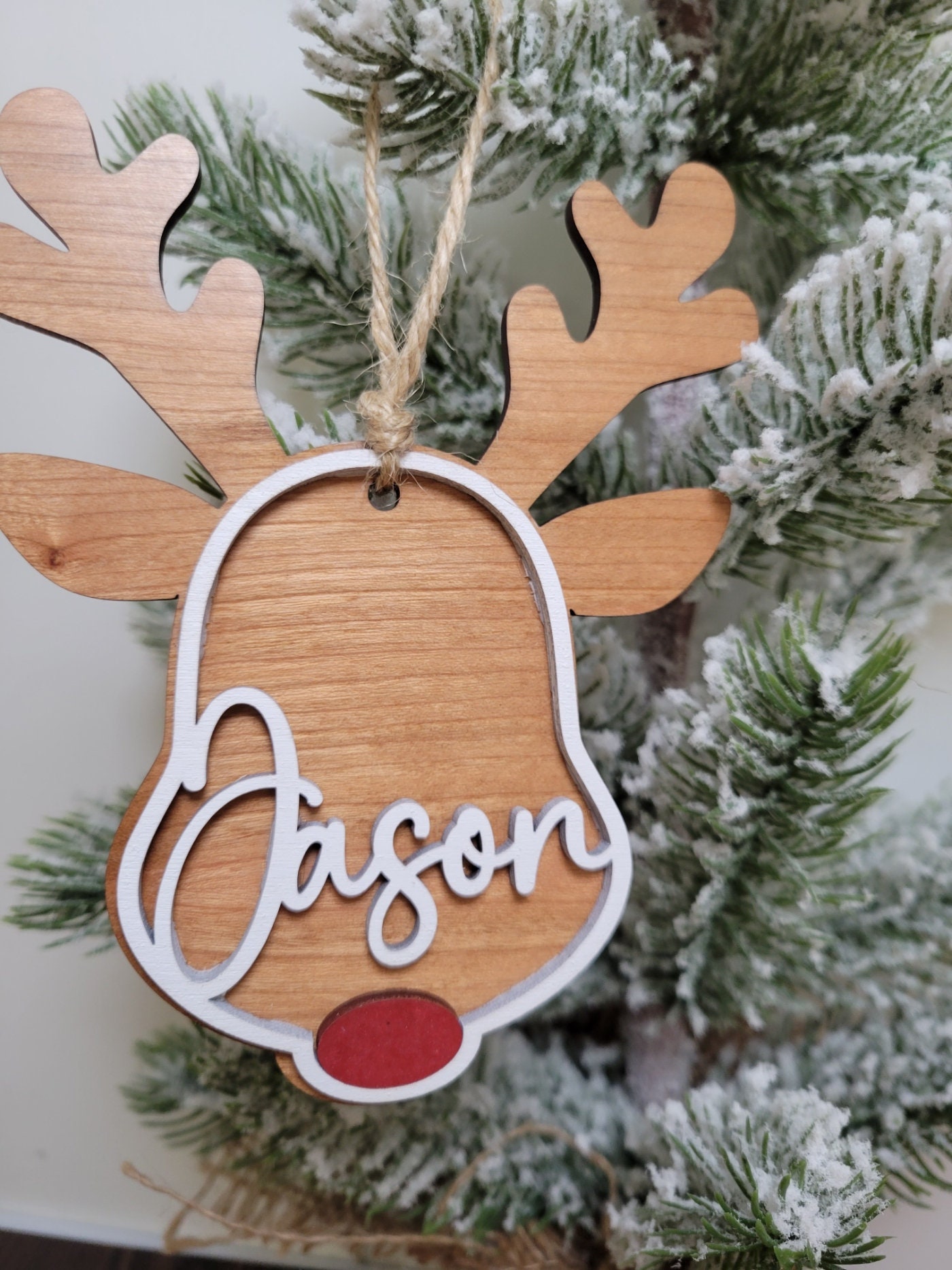 Personalized Wooden Cherry Wood Rudolph the Red Nosed Reindeer ...