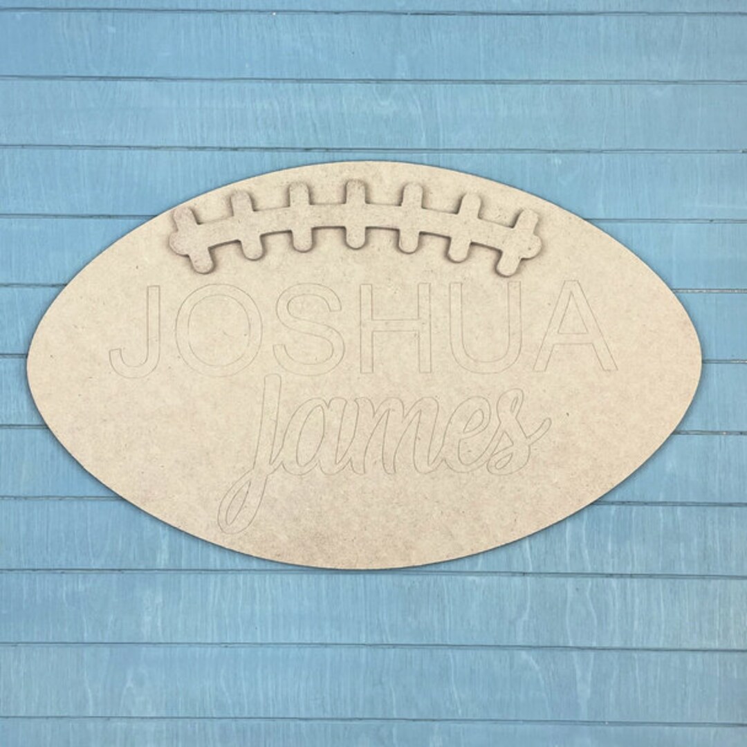 Unfinished DIY Wooden Engraved Football - Ready to Paint - Monogram ...