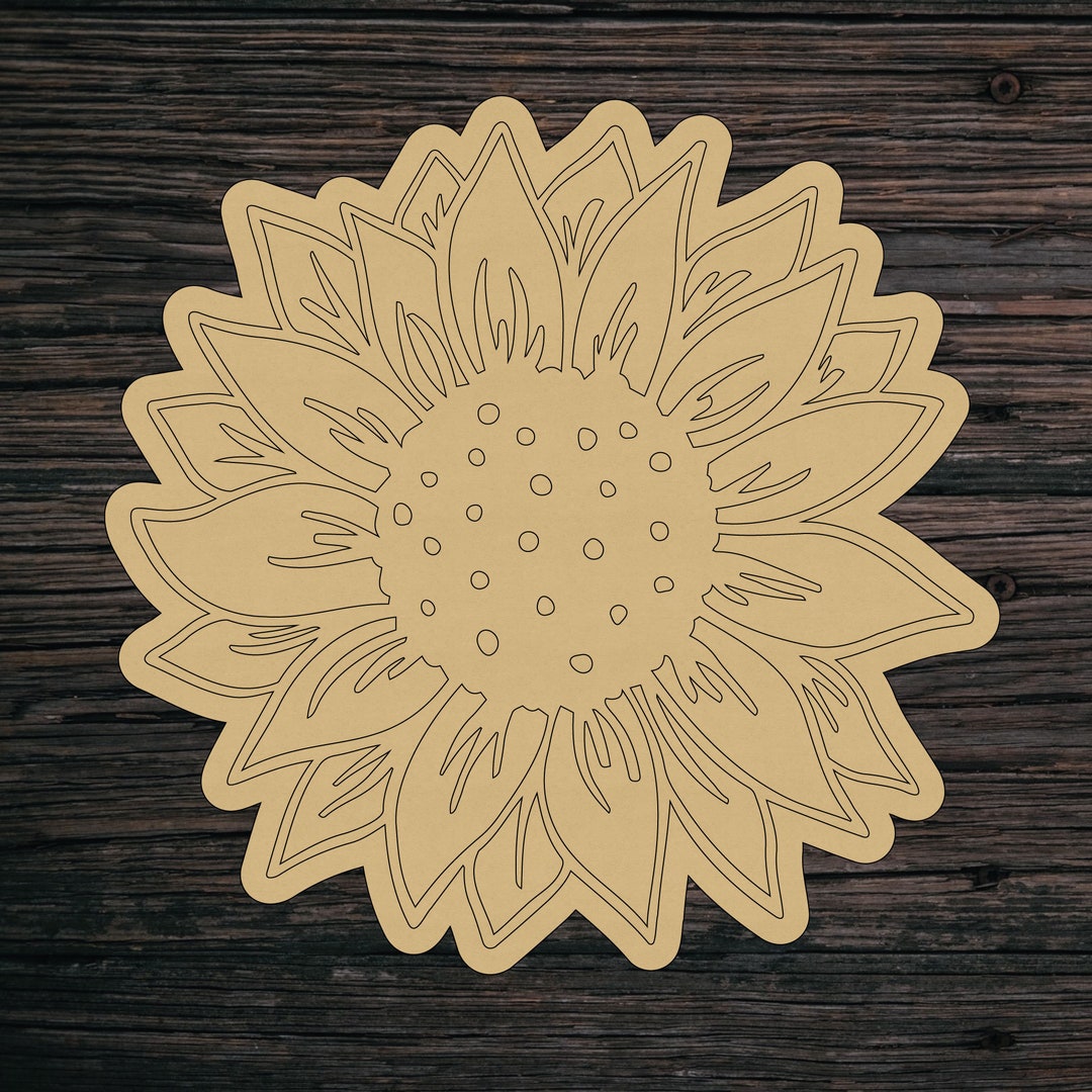 Unfinished DIY Wooden Detailed Sunflower Wood Cutout Paint Your Own ...