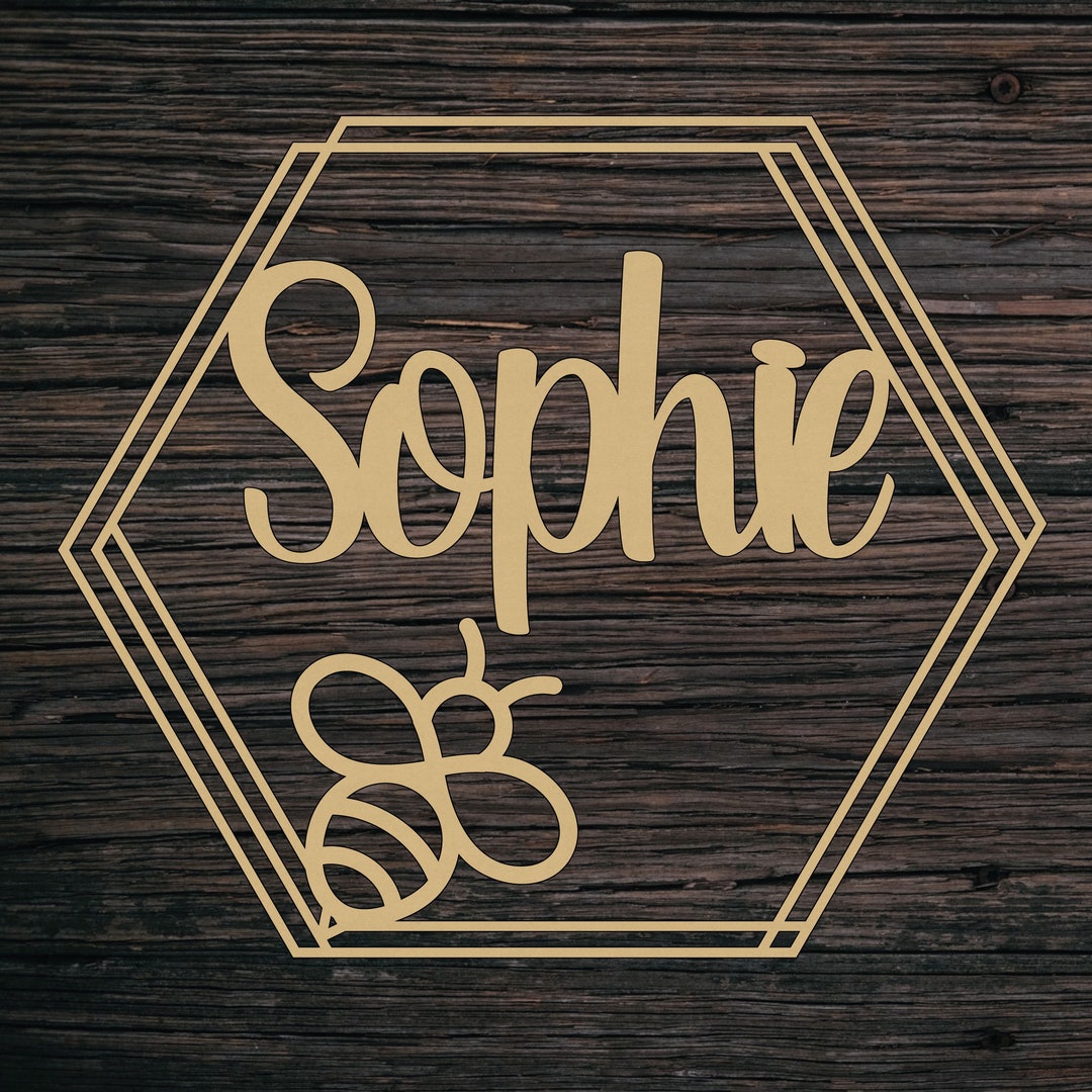 Unfinished DIY Wooden Geometric Bee Hive With Bee & Personalized Cutout ...