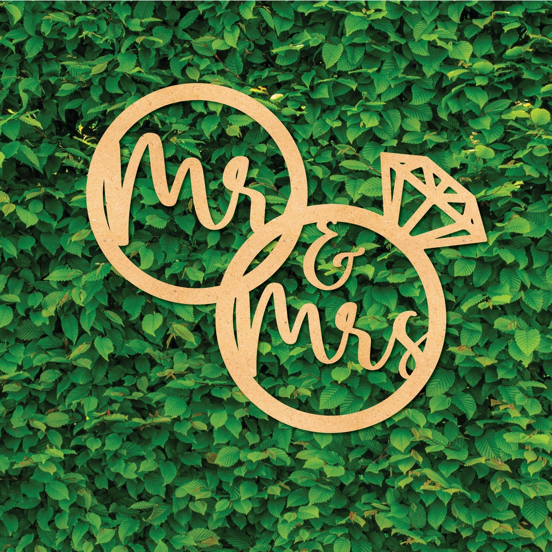 Unfinished DIY Wooden Custom Mr & Mrs Wedding Rings Sign - Ready to ...