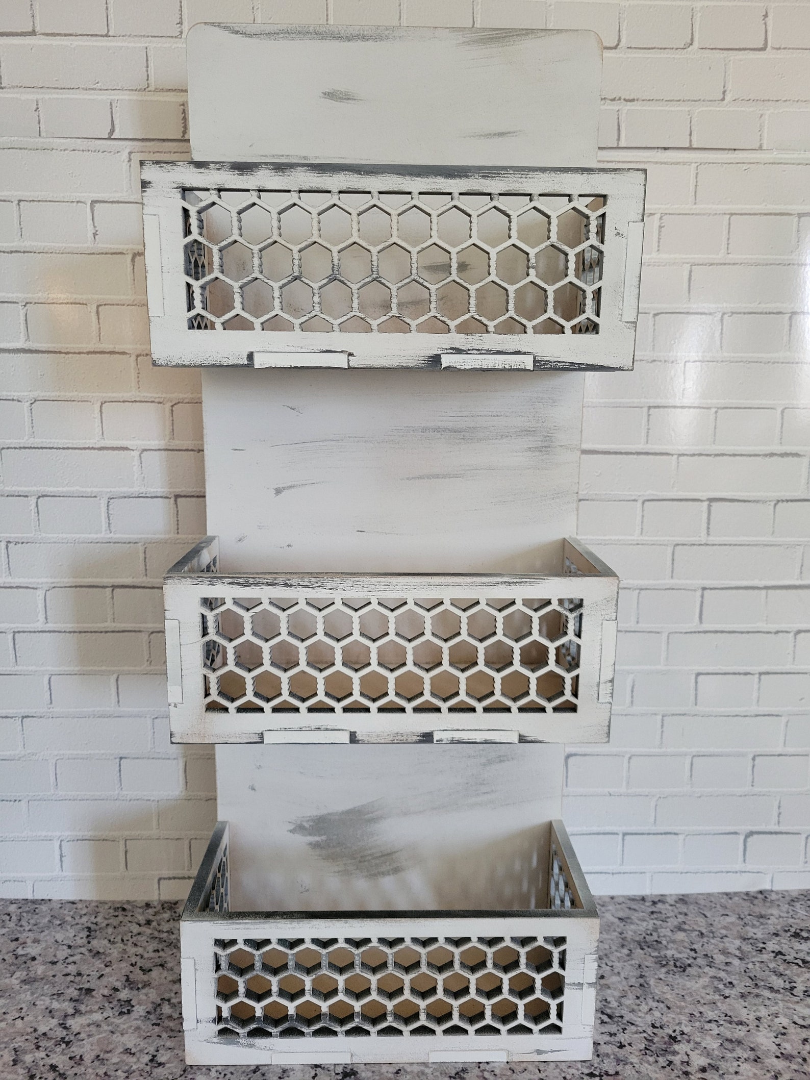 Unfinished DIY Wooden 3 Tiered Faux Chicken Wire Tray Shelf for Decor ...