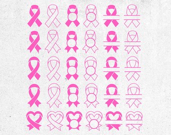 Collage Sheets Breast Cancer Awareness Ribbon Patterned Split Digital ...