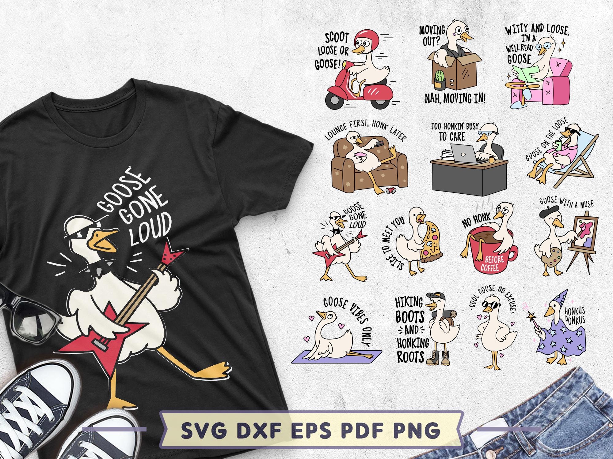 Funny Goose SVG Bundle: Sassy Cartoon Goose Clipart (digital Download ...
