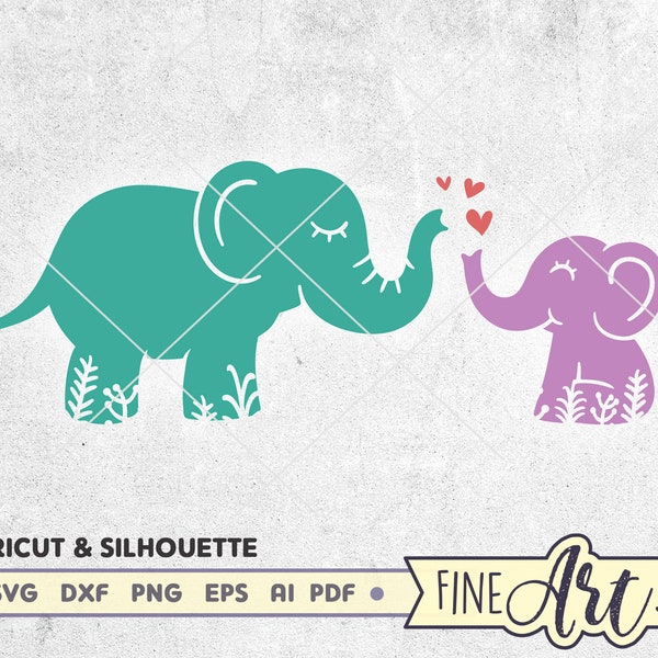 Mommy and Baby Elephant Clipart - Etsy