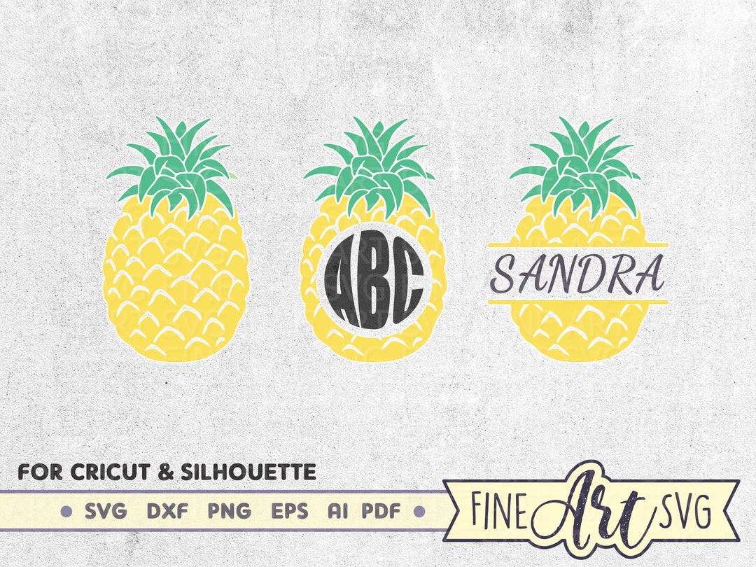 Pineapple Svg File, Pineapple Monogram Frame Svg, Pineapple Clip Art, Svg Files for Cricut and ...