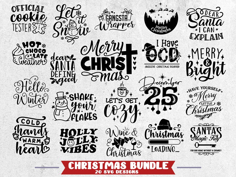 Christmas SVG Bundle Holiday Sayings Svg Cut Files Winter - Etsy