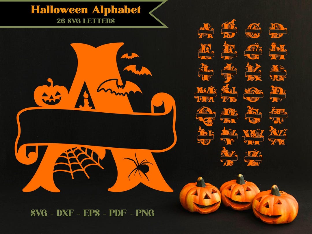 Halloween Split Alphabet SVG: 26 Letters, Monogram Cut Files (digital Download) - Etsy