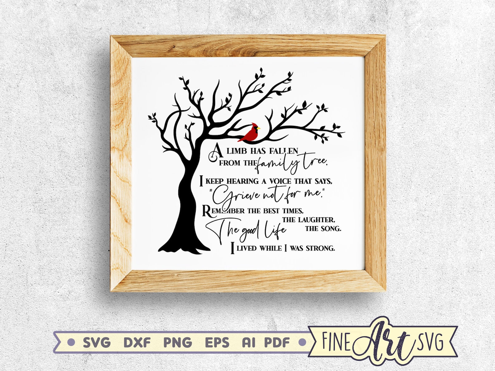 A Limb Has Fallen SVG Red Cardinal SVG File Memorial Svg - Etsy UK