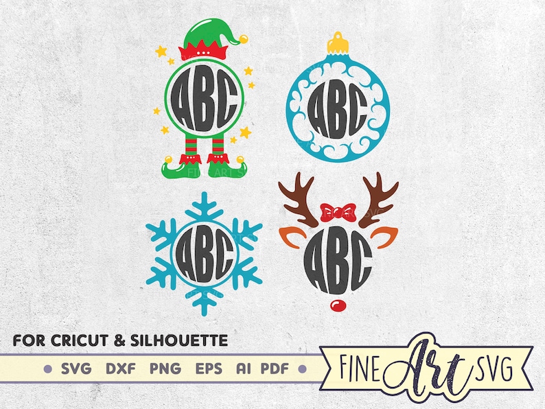 Christmas Monogram Svg Files Monogram Frame Svg Elf Monogram | Etsy
