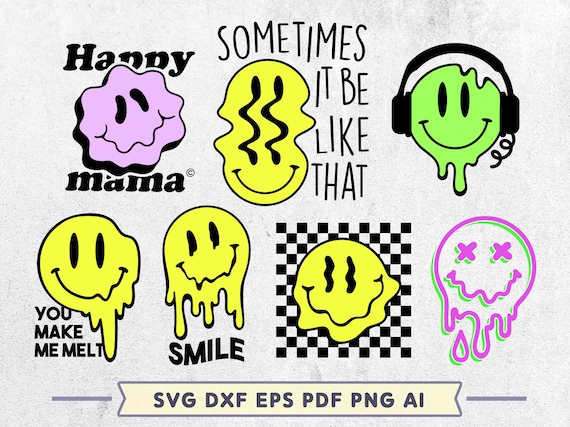 Smiley Face SVG Bundle Drippy Smile Svg Melted Smile Face - Etsy UK