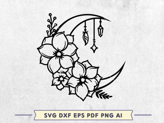 Boho Floral Moon Svg for Cricut Crescent Moon Svg Flower - Etsy