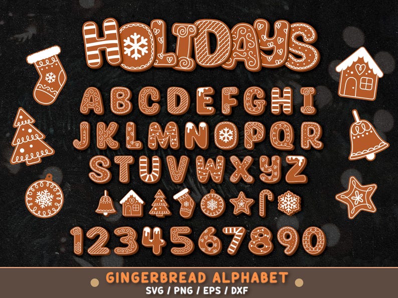 Gingerbread Alphabet SVG PNG Bundle: Christmas Cookies Letters, Digital ...
