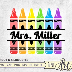 Crayon Split Monogram SVG: Teacher Name Sign (digital File) - Etsy
