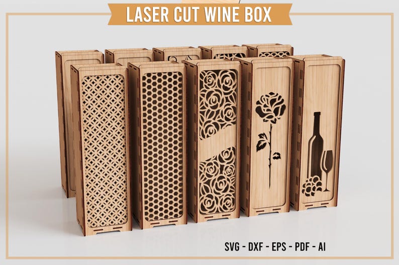 Laser Cut Wine Box Bundle | 10 SVG Designs | Gift Box Template - Etsy UK
