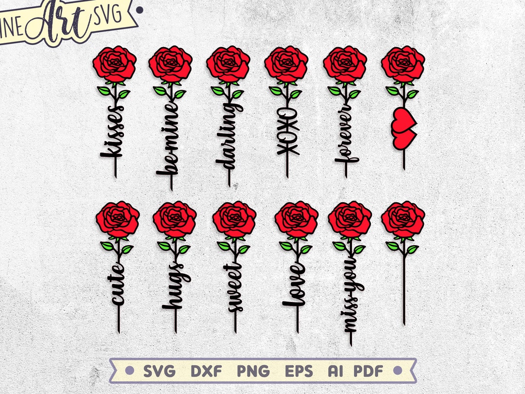 Rose SVG Laser Cut File: Valentine's Day Flower Designs (digital ...