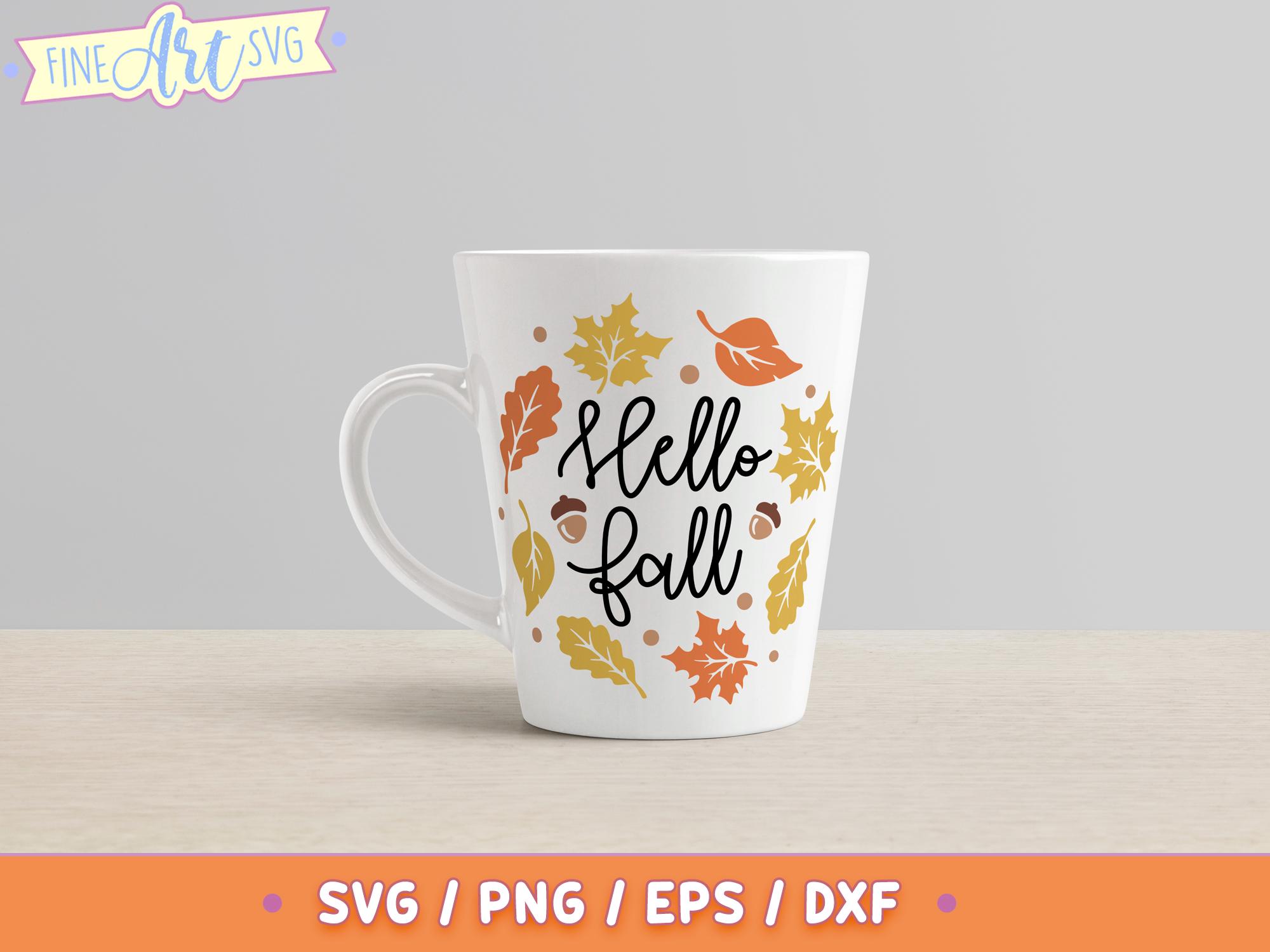 Hello Fall SVG: Autumn Leaves Cut File for Cricut & Silhouette (digital ...